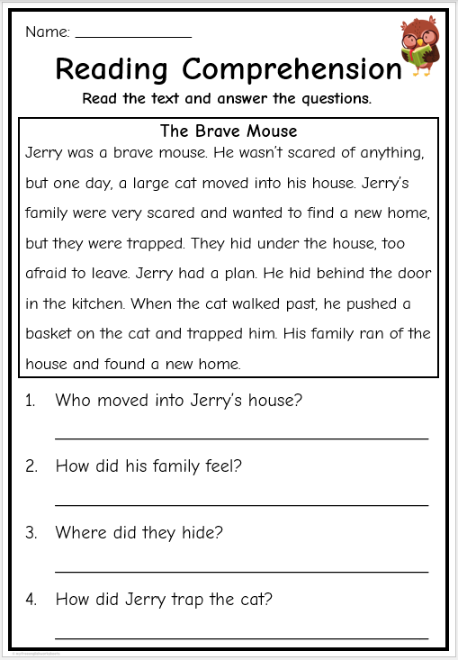 Reading Comprehension Worksheets Free Printables English 47 Off