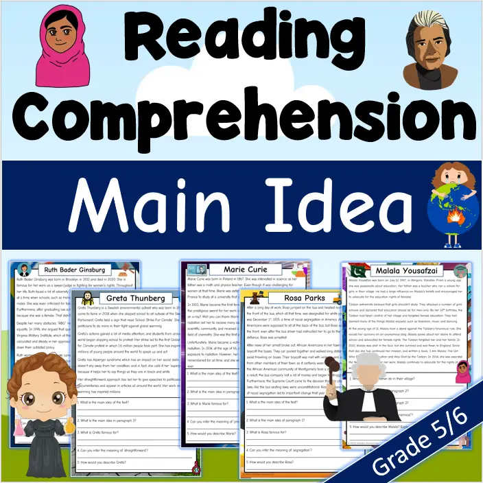 Grade 5 & 6 Reading Comprehension | Main Idea | Famous Females